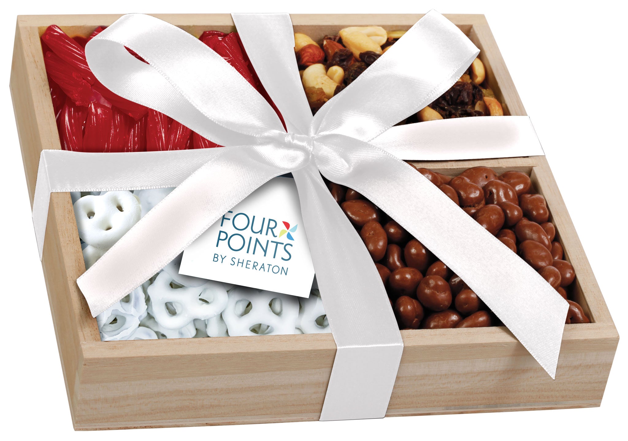 Four Points - 4pc Wooden Snack Crate – Astor Chocolate | Hospitality